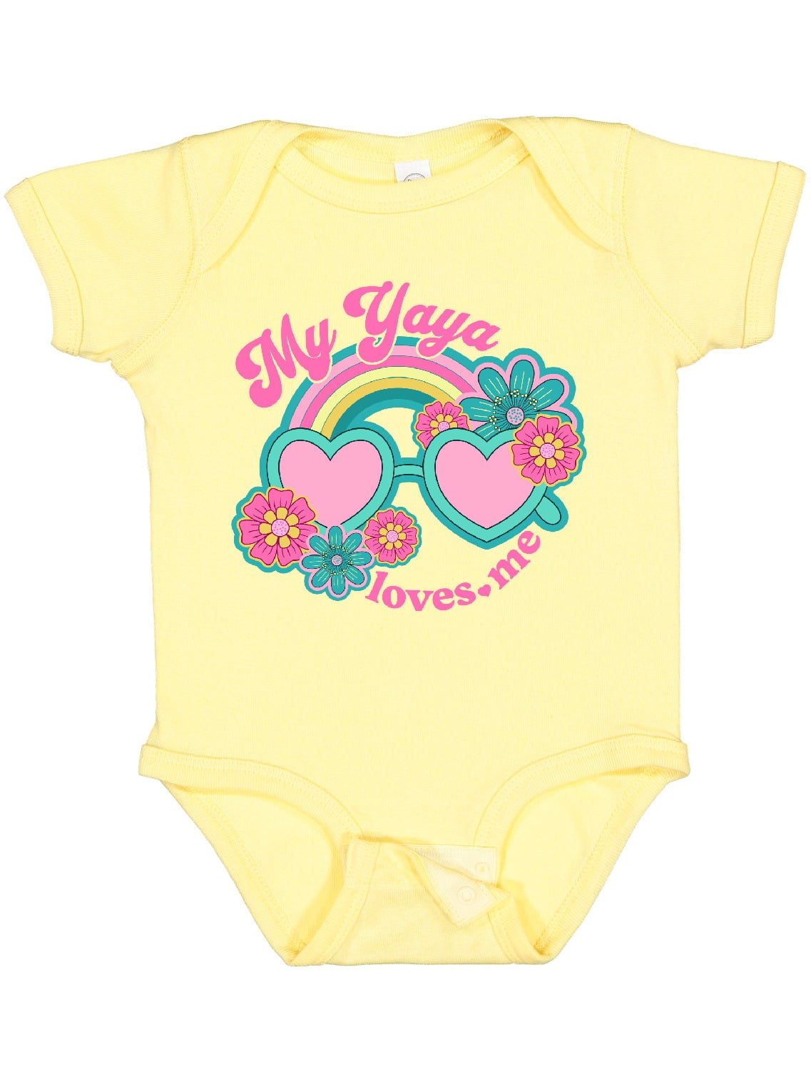Inktastic My Yaya Loves Me Grandchild Rainbow Girls Baby Bodysuit ...