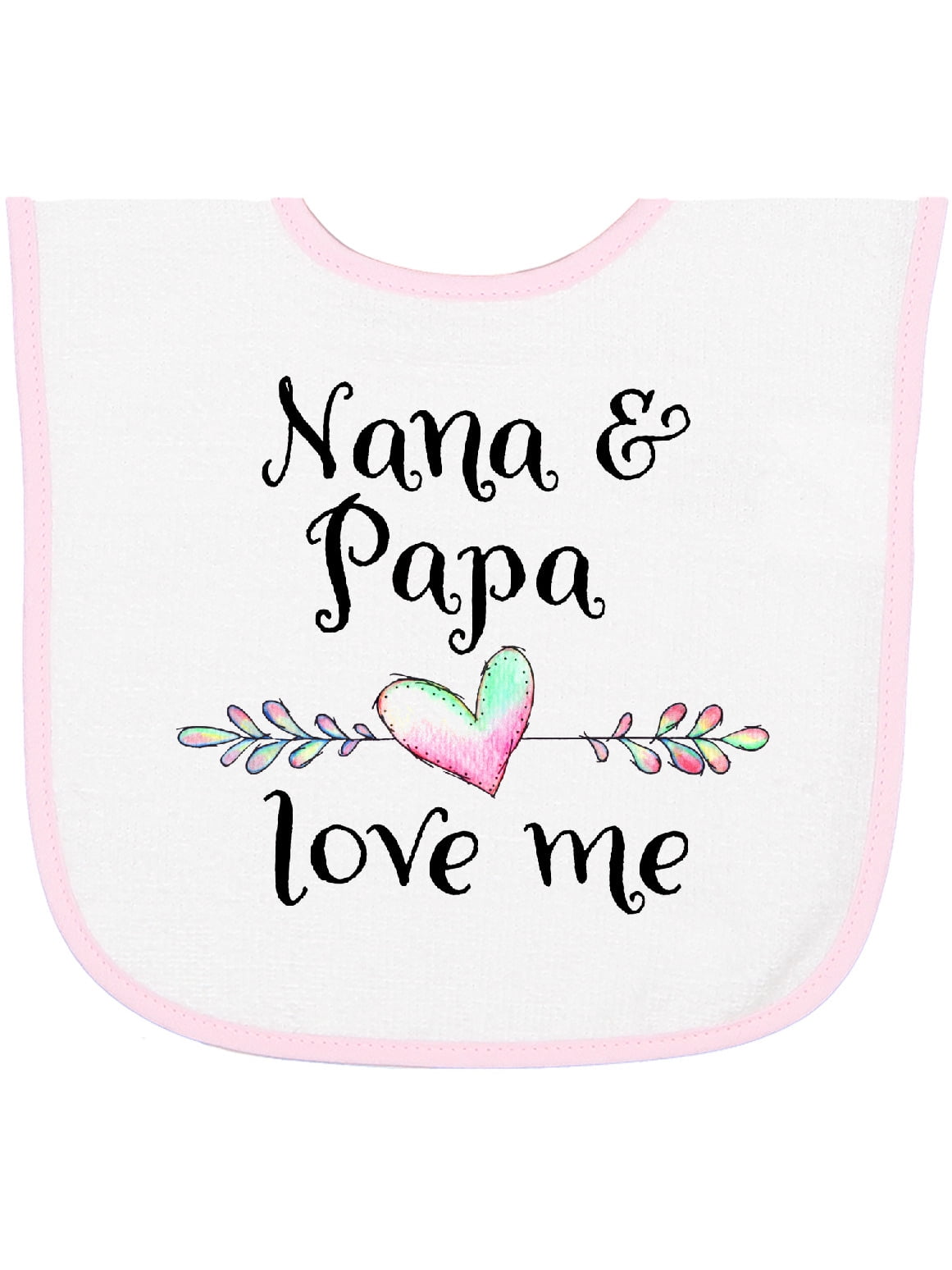 Inktastic Nana and Papa Love Me Heart Grandchild Baby Terry Cloth Bib ...