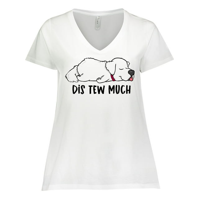Inktastic Napping Dis Tew Much Great Pyrenees Women's Plus Size V-Neck ...