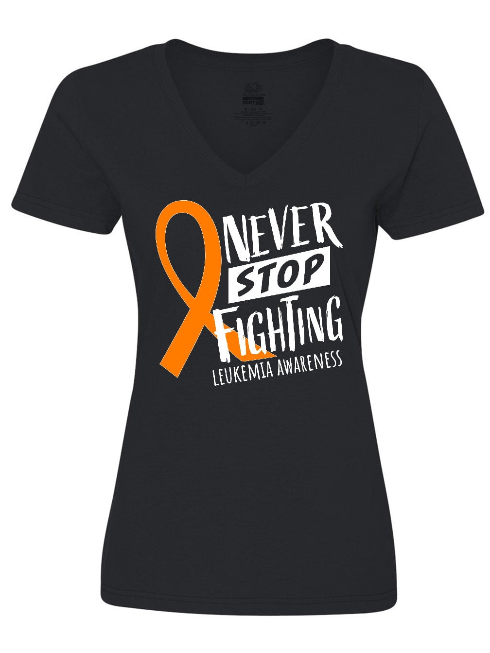 Inktastic Never Stop Fighting Leukemia Awareness Orange Ribbon Women's ...