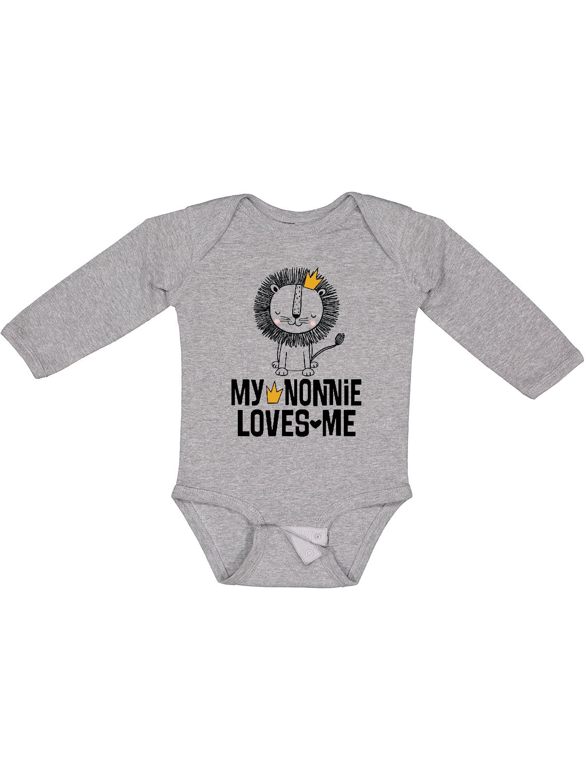 Inktastic Nonnie Loves Me Grandson Lion Boys Long Sleeve Baby Bodysuit ...
