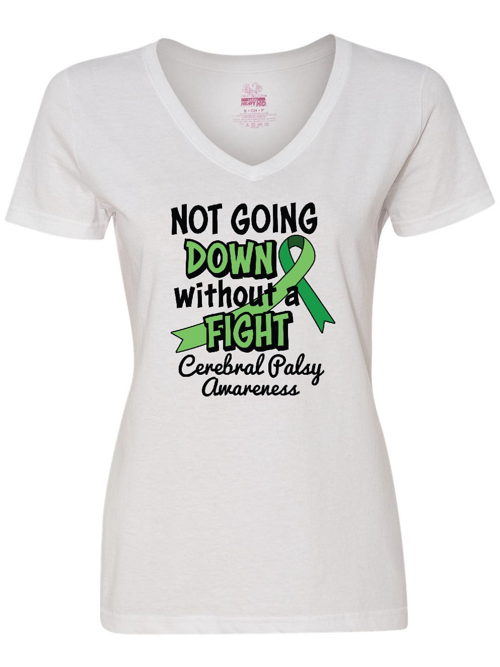 Inktastic Not Going Down Without a Fight Cerebral Palsy Awareness Women's V-Neck T-Shirt ...