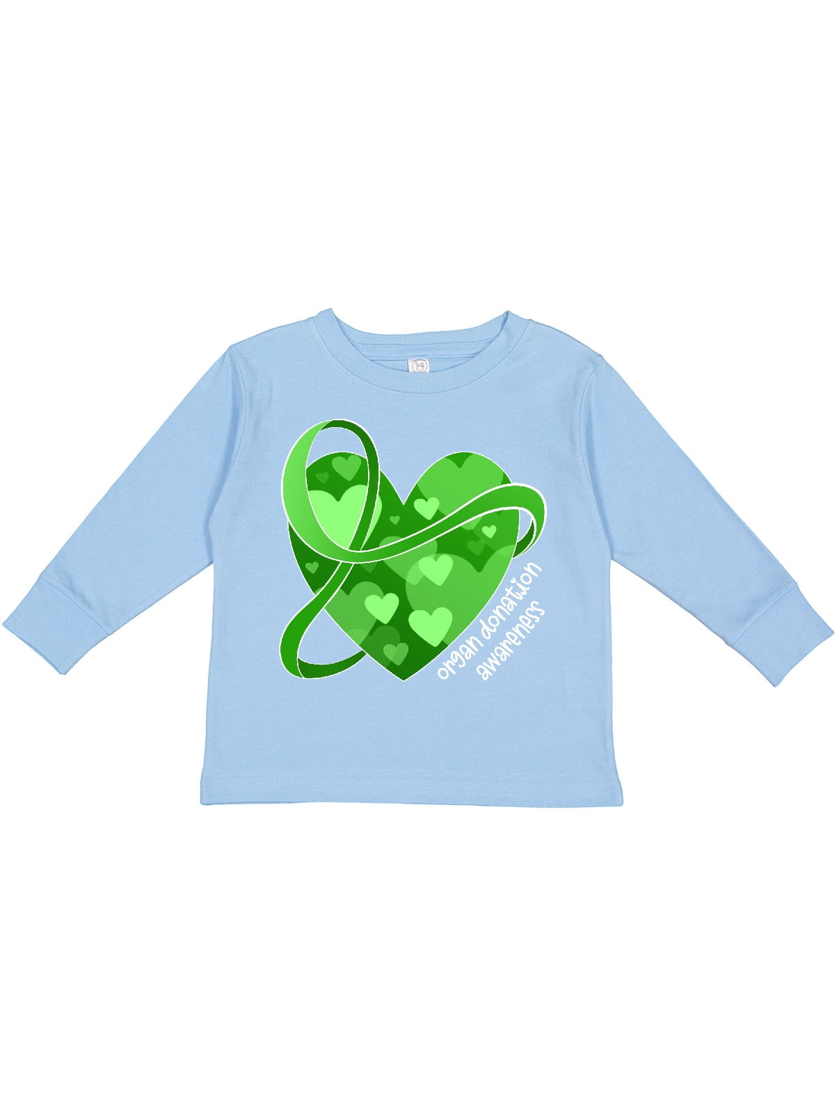 Inktastic Organ Donation Awareness Green Heart and Ribbon Boys or Girls Long Sleeve Toddler T ...
