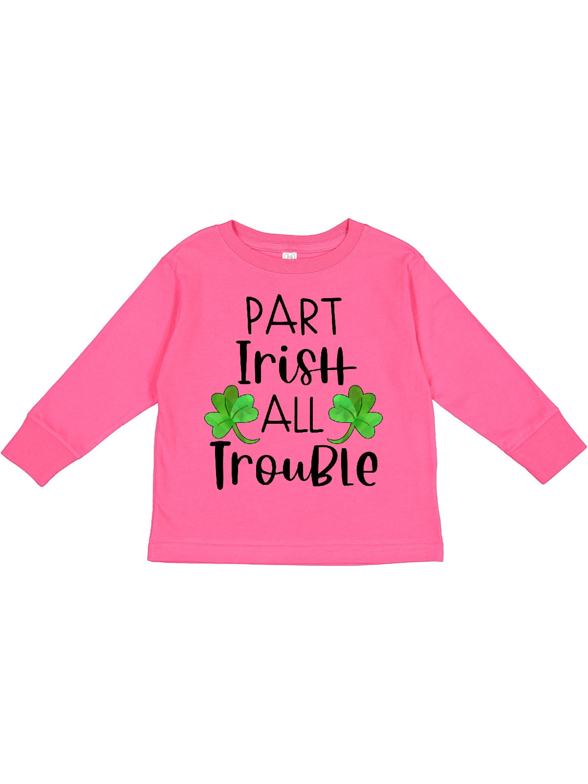Inktastic Part Irish All Trouble St. Patrick's Day with Green Clovers Boys or Girls Long Sleeve ...