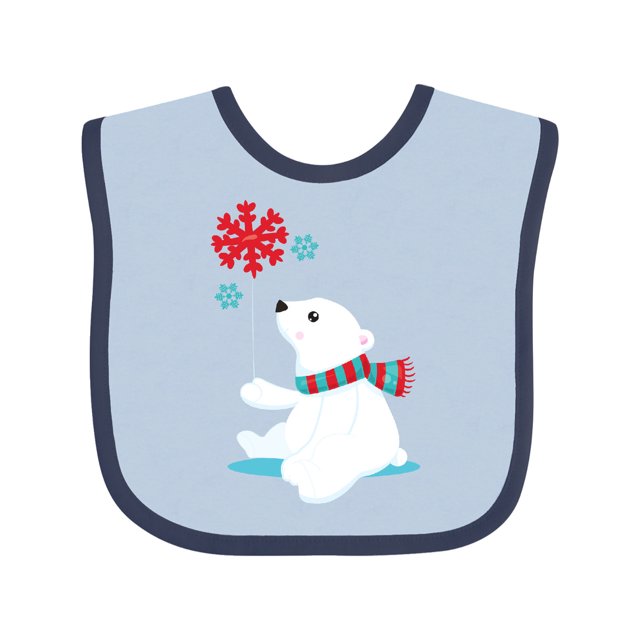Inktastic Polar Bear, Bear with Scarf, Cute Bear, Snowflakes Gift Baby Boy or Baby Girl Bib ...