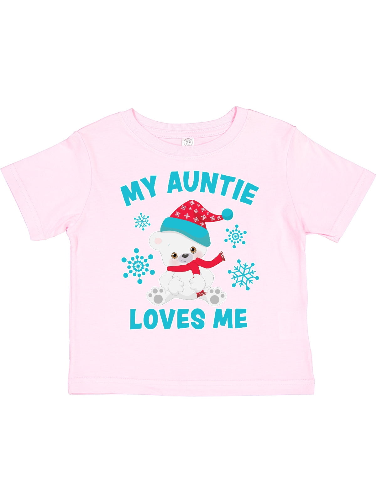 Inktastic Polar Bear My Auntie Loves Me In Santa Hat With Snowflakes