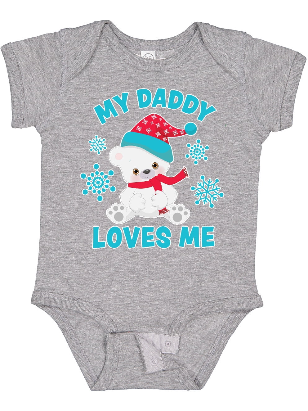 Inktastic Polar Bear My Daddy Loves Me In Santa Hat With Snowflakes