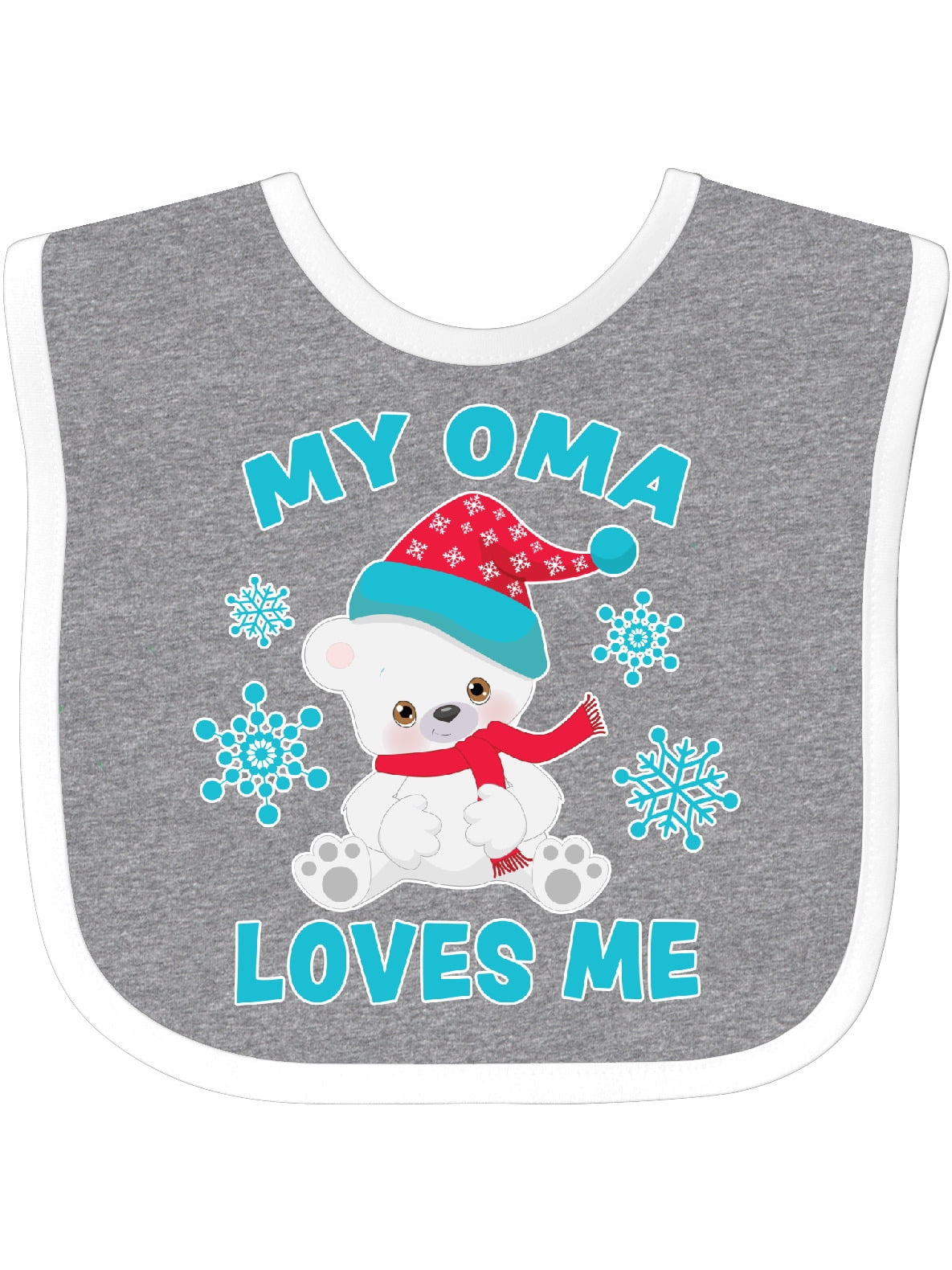 Inktastic Polar Bear My Oma Loves Me In Santa Hat With Snowflakes T