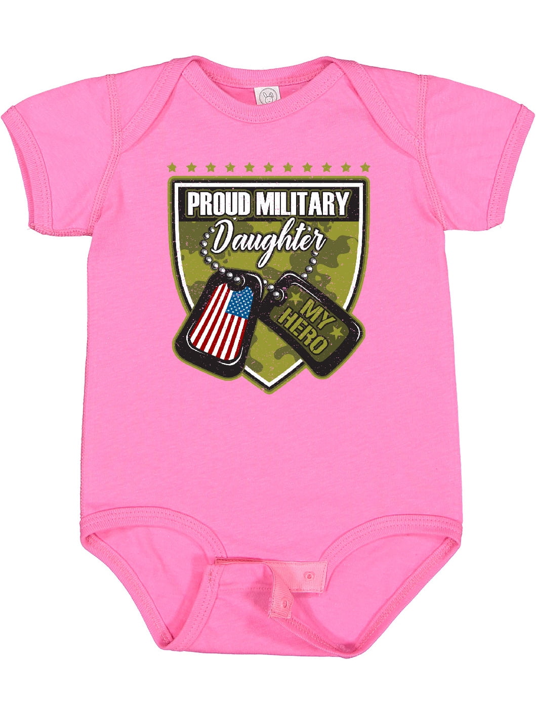 Inktastic Proud Military Daughter Soldier Hero Girls Baby Bodysuit ...