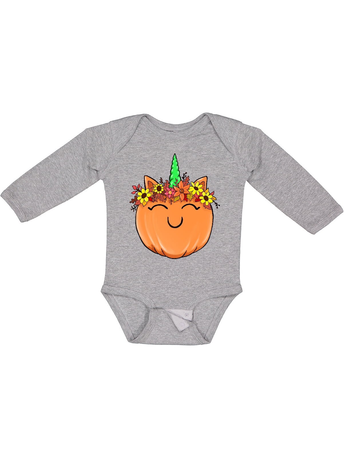 Inktastic Pumpkin Unicorn for Halloween and Thanksgiving Boys or Girls Long Sleeve Baby Bodysuit ...