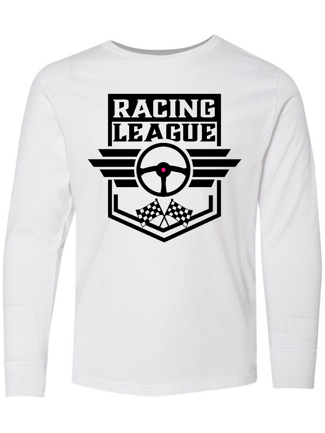 Inktastic Racing League with Race Car Wheel and Wings Long Sleeve Youth ...