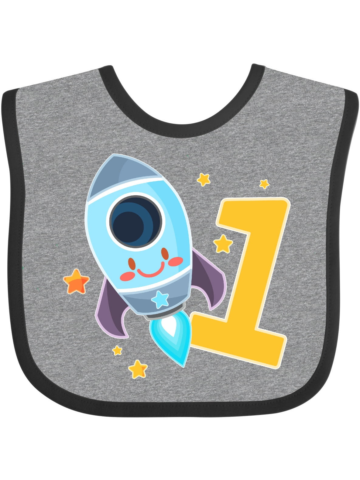 Inktastic Rocket Spaceship Happy First Birthday Boys or Girls Baby Bib ...