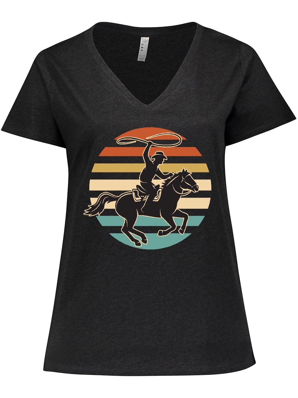 Inktastic Rodeo Team Roping Cowboy Women's Plus Size V-Neck T-Shirt ...