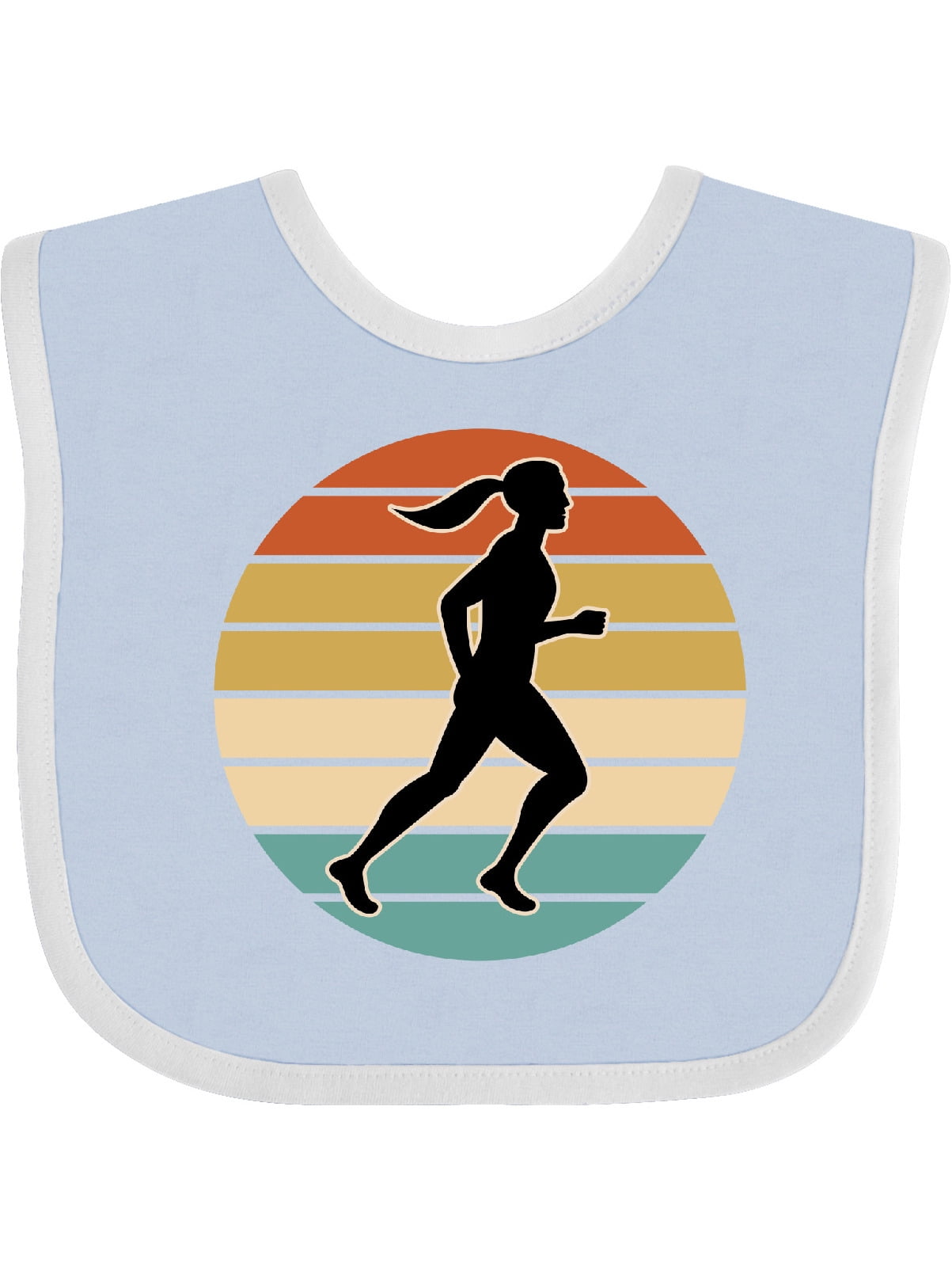 Inktastic Running Retro Sunset Female Runner Girls Baby Bib - Walmart.com