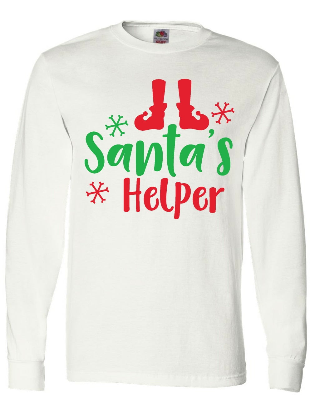 Inktastic Santa's Helper, Elf Shoes, Snowflakes, Christmas Long Sleeve ...