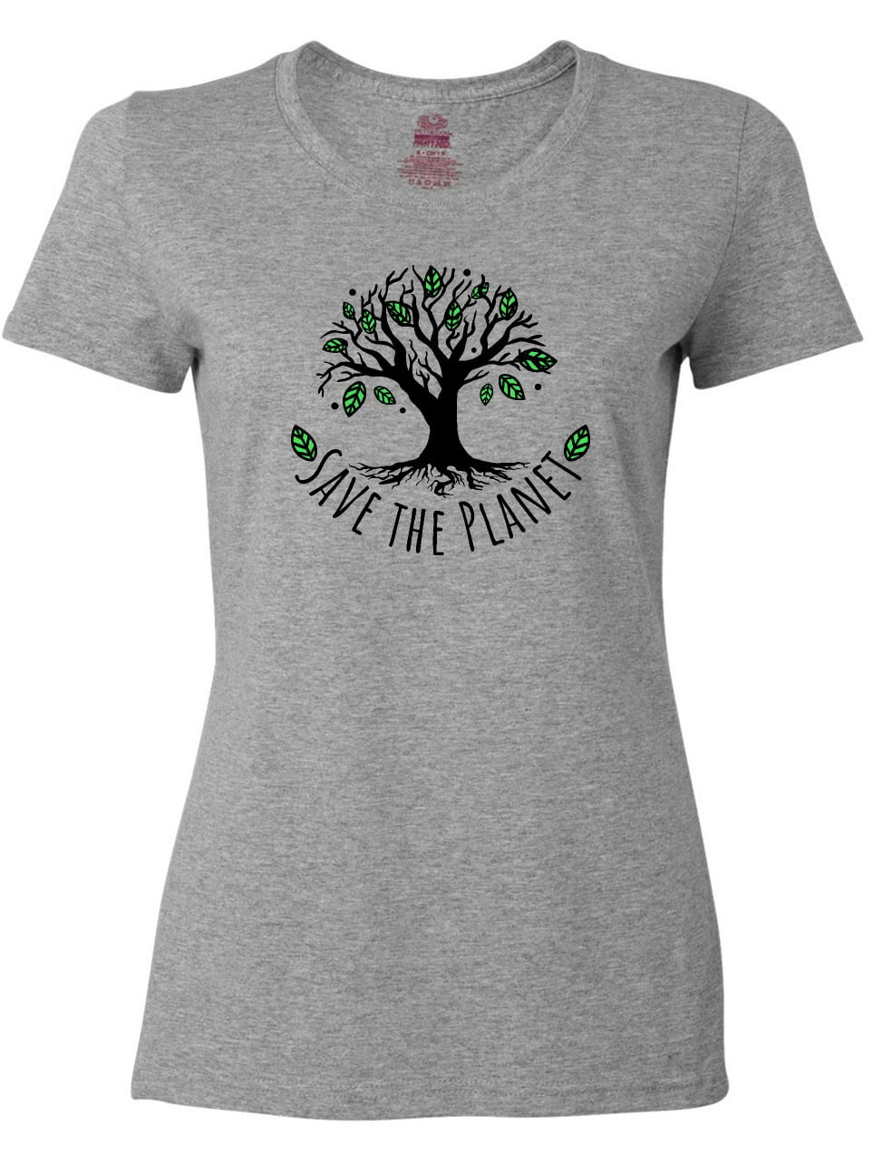 Inktastic Save the Planet Tree Design with Green Leaves Women's T-Shirt ...