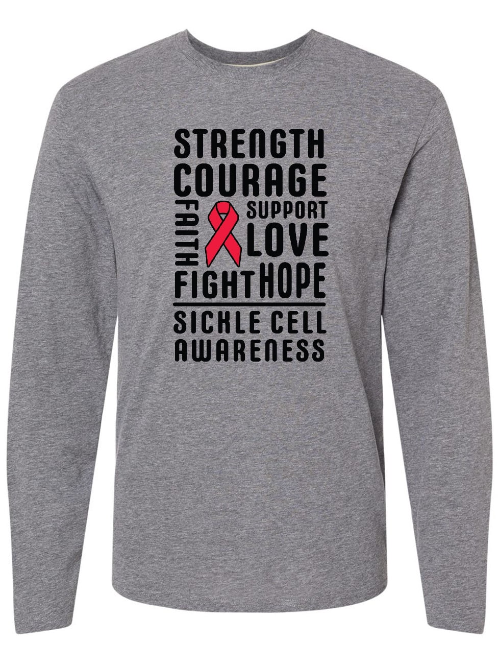 Inktastic Sickle Cell Awareness Strength Courage and Support Long Sleeve T-Shirt - Walmart.com