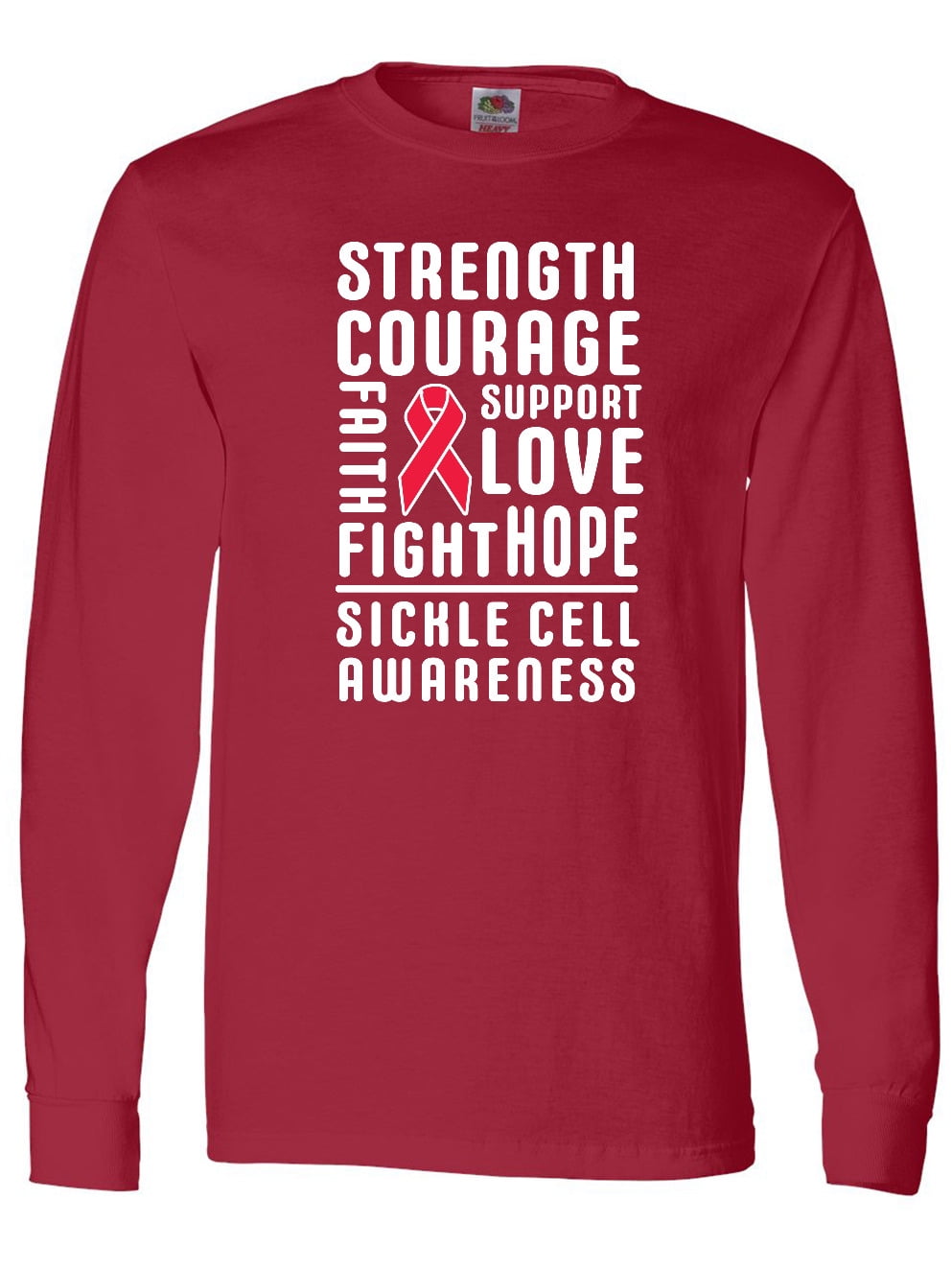 Inktastic Sickle Cell Awareness Strength Courage and Support Long Sleeve T-Shirt - Walmart.com