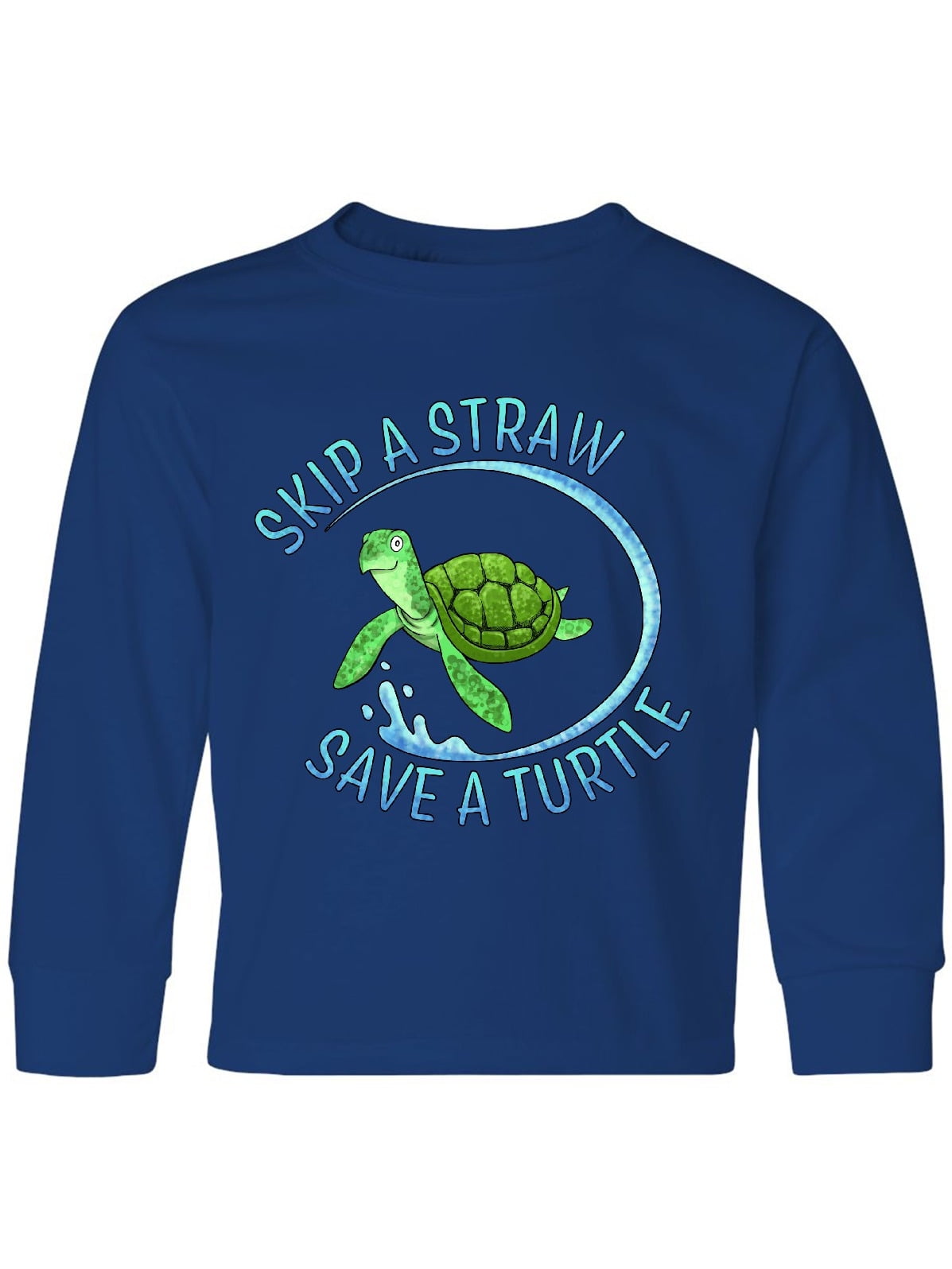 Inktastic Skip a Straw Save a Turtle with Cute Green Sea Turtle Long ...