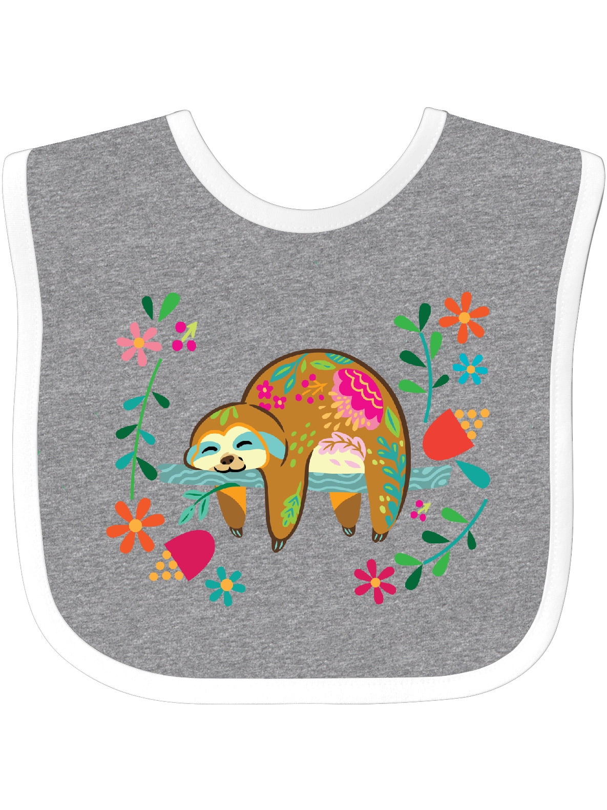 Inktastic Sloth Cute Girls Flowered Girls Baby Bib - Walmart.com