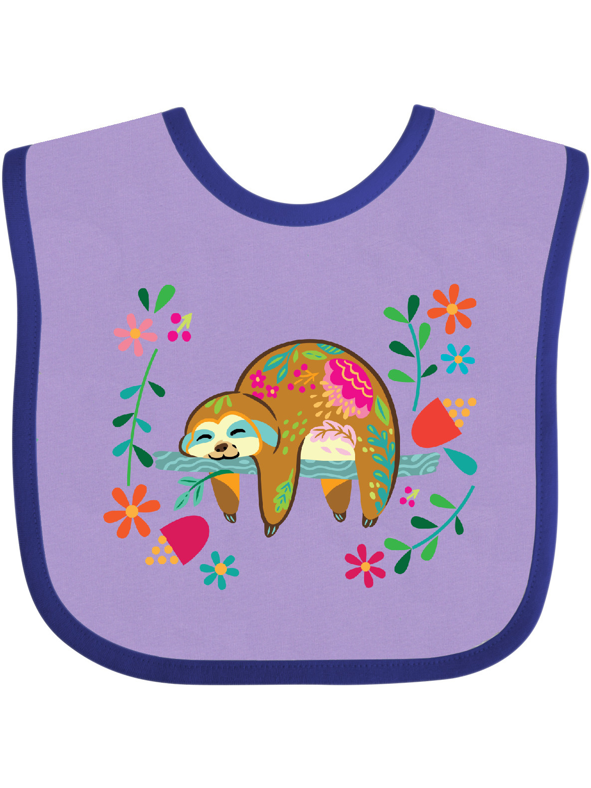 Inktastic Sloth Cute Girls Flowered Girls Baby Bib - Walmart.com