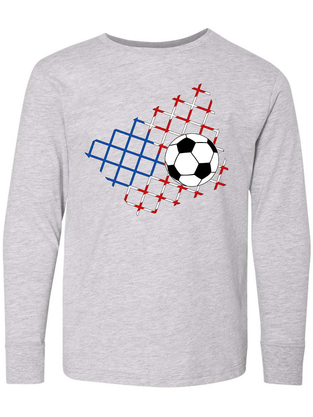 Inktastic Soccer Ball, Net with American Flag Colors Long Sleeve Youth ...