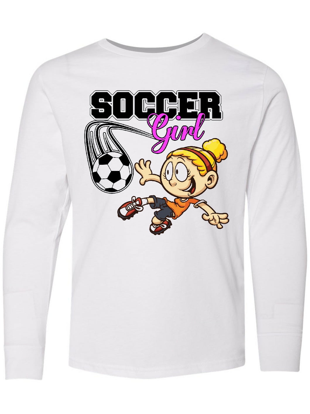 Inktastic Soccer Girl Long Sleeve Youth T-Shirt - Walmart.com