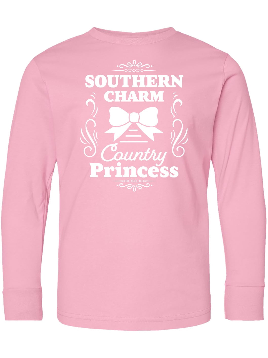 Inktastic Southern Charm Country Princess with Bow Long Sleeve Youth T ...