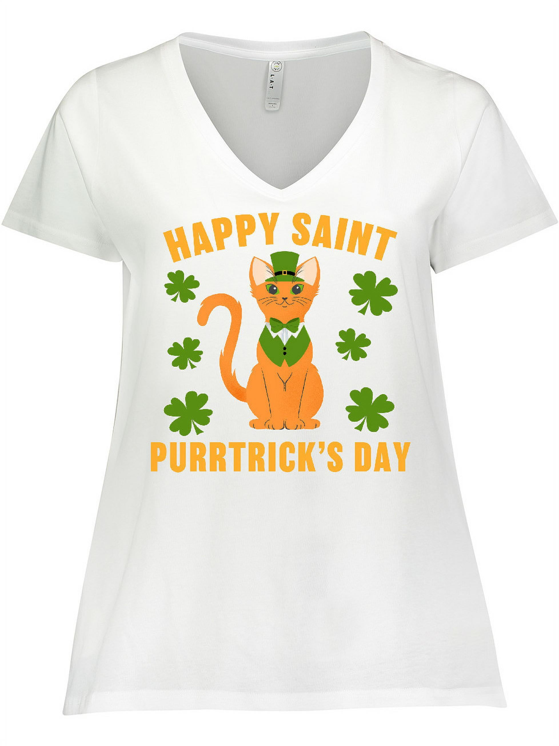 Inktastic St. Patrick's Day Happy Saint Purrtrick's Day Women's Plus ...