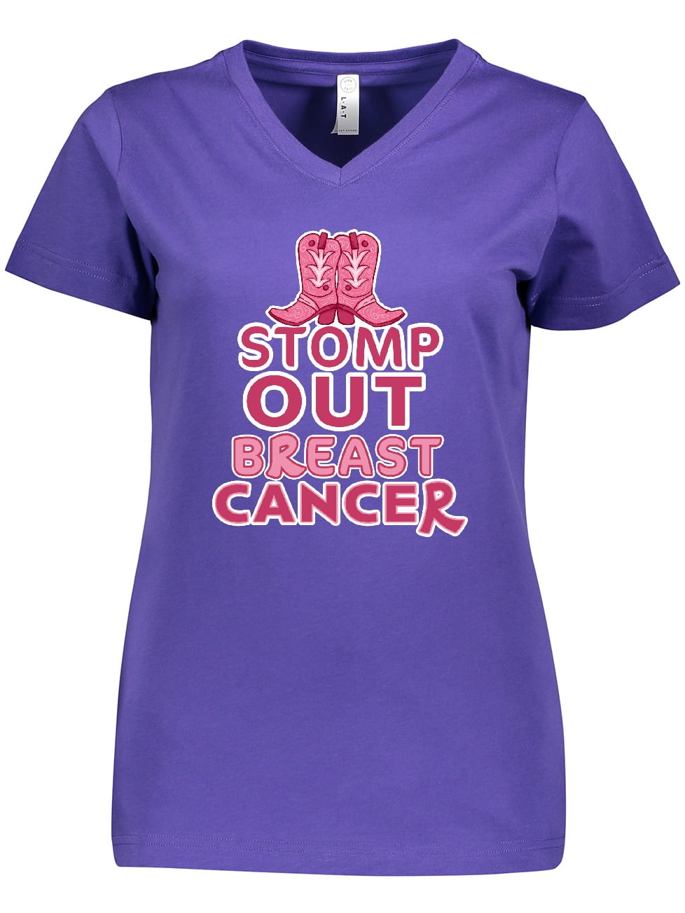 Inktastic Stomp out Breast Cancer with Pink Cowgirl Boots Women's V ...