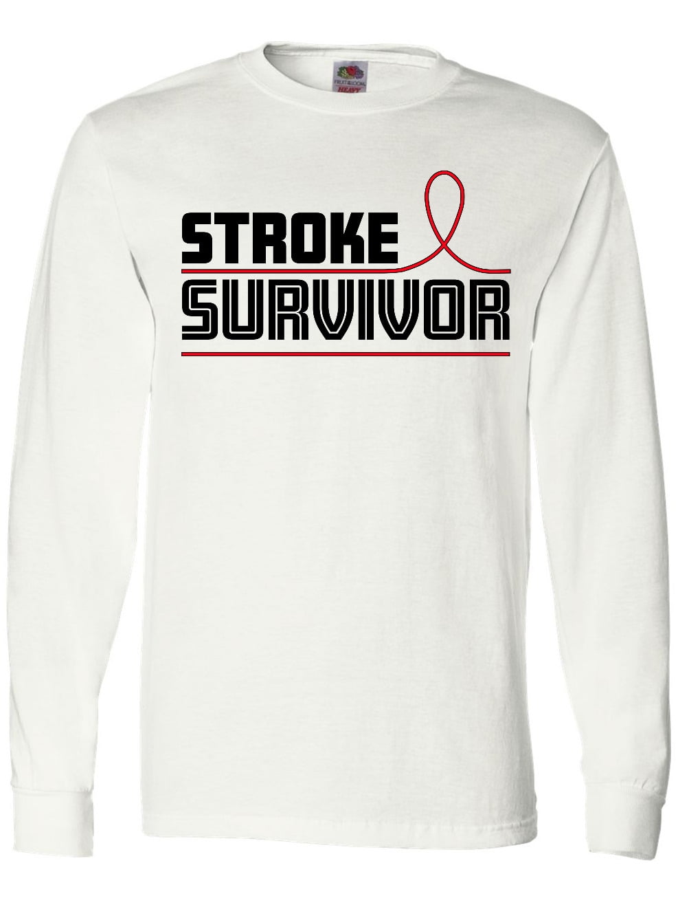 Inktastic Stroke Survivor- Red Ribbon Awareness Long Sleeve T-Shirt ...