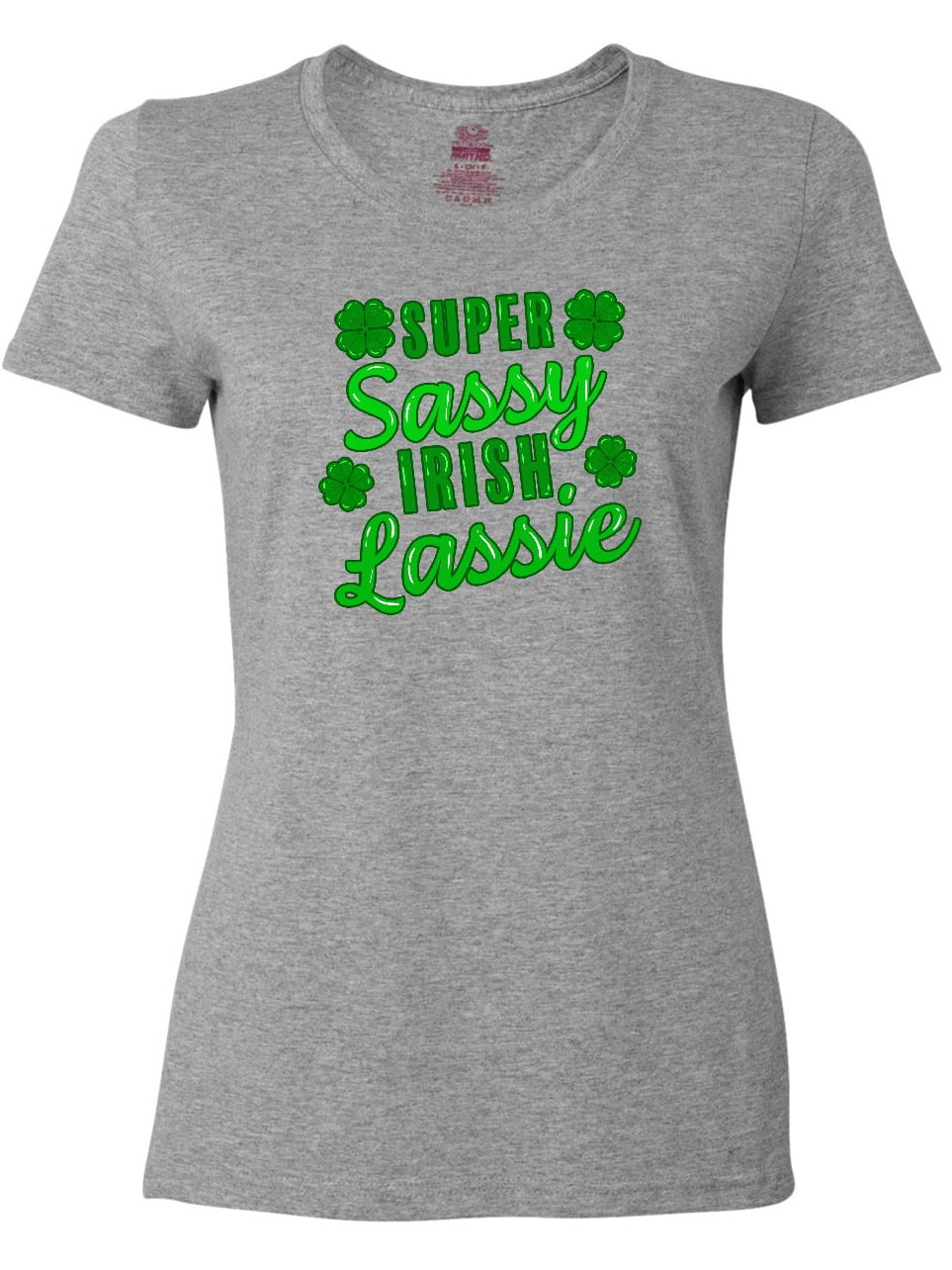 Inktastic Super Sassy Irish Lassy with Green 4 Leaf Clovers Women's T-Shirt - Walmart.com