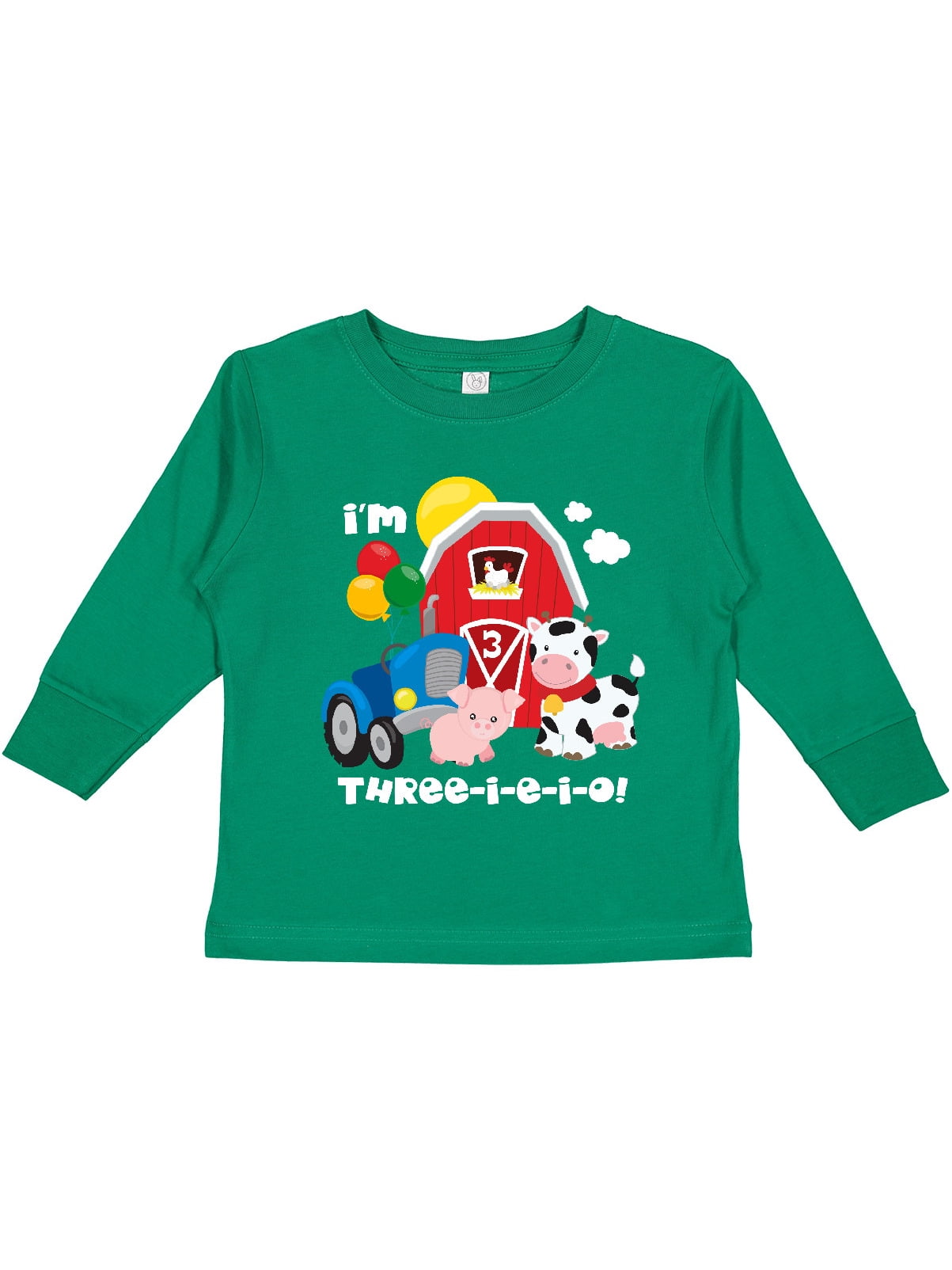 Inktastic Three-i-e-i-o 3rd Birthday Boys or Girls Long Sleeve Toddler ...