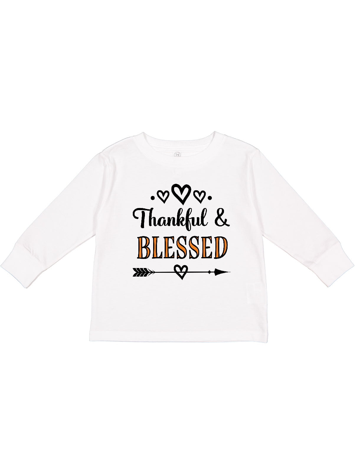 Inktastic Thanksgiving Greeting Thankful Blessed Girls Long Sleeve ...
