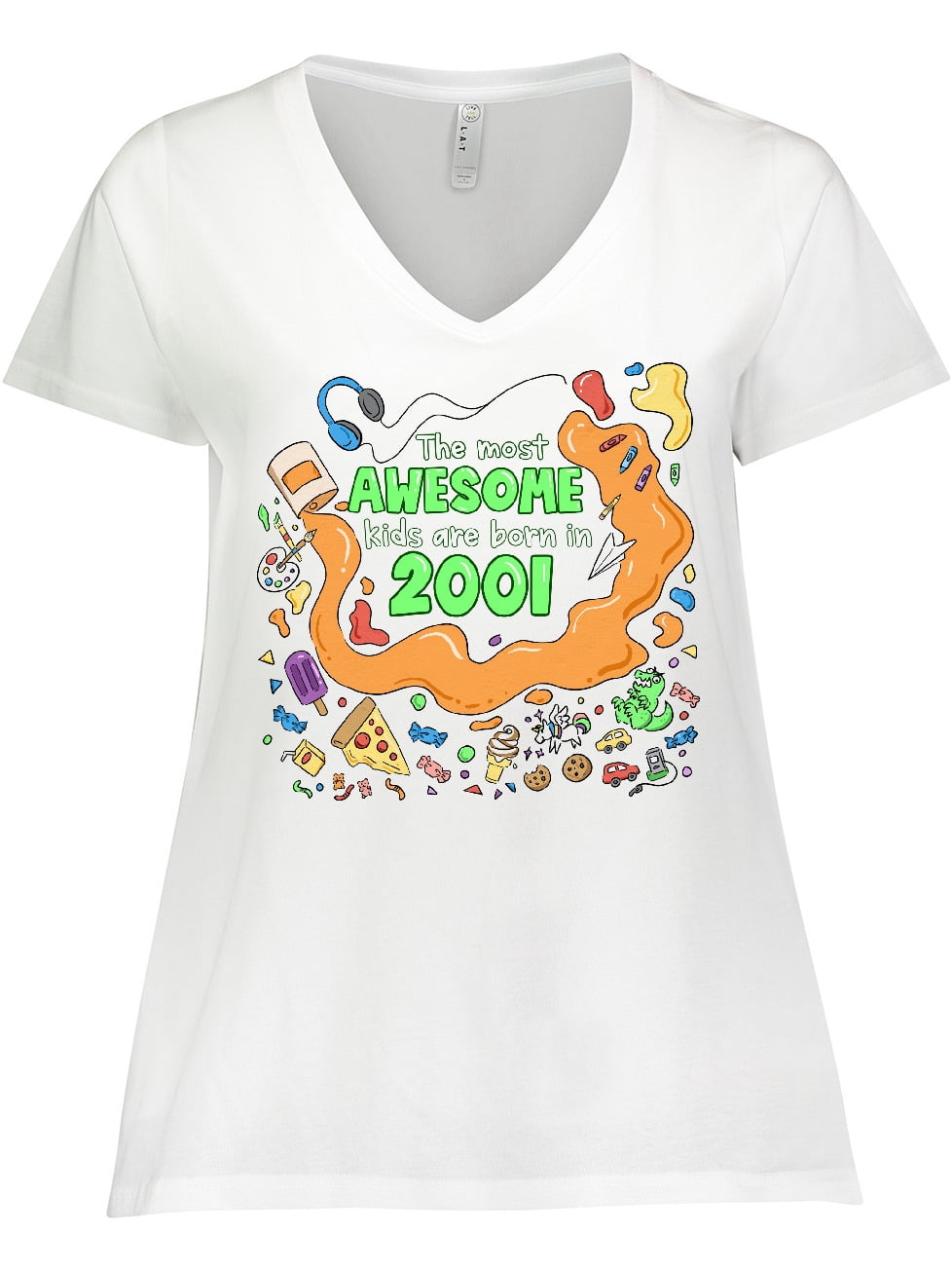 Inktastic The Most Awesome Kids are Born in 2001 Women's Plus Size V ...
