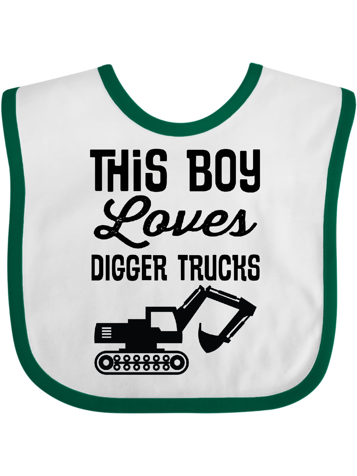 Inktastic This Boy Loves Digger Trucks Construction Boys Baby Bib ...
