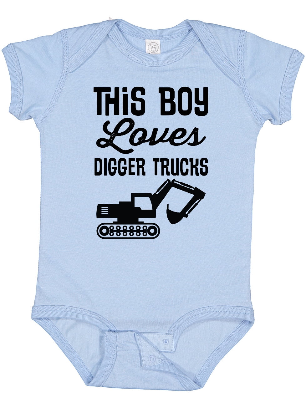 Inktastic This Boy Loves Digger Trucks Construction Boys Baby Bodysuit ...