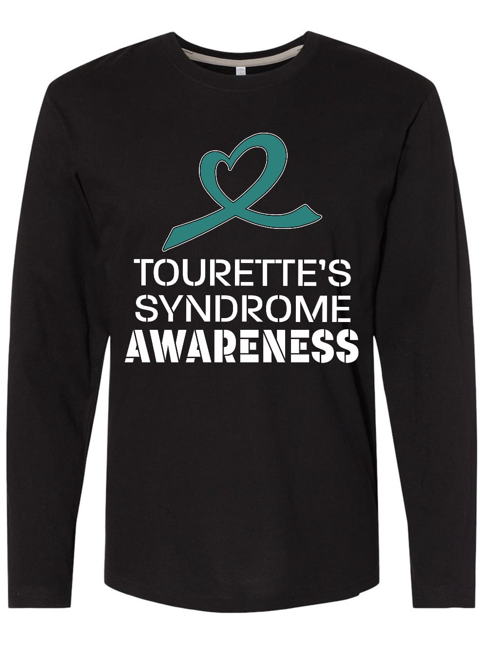Inktastic Tourettes Syndrome Awareness- teal ribbon Long Sleeve T-Shirt ...