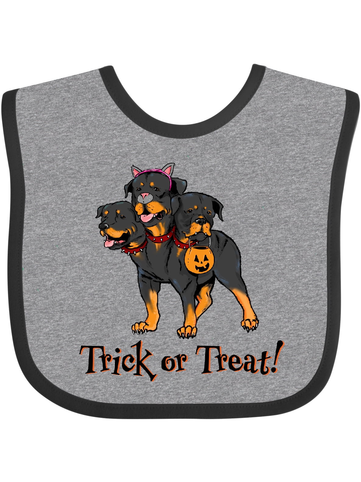 Inktastic Trick or Treat Cerberus Rottweiler Boys or Girls Baby Bib ...