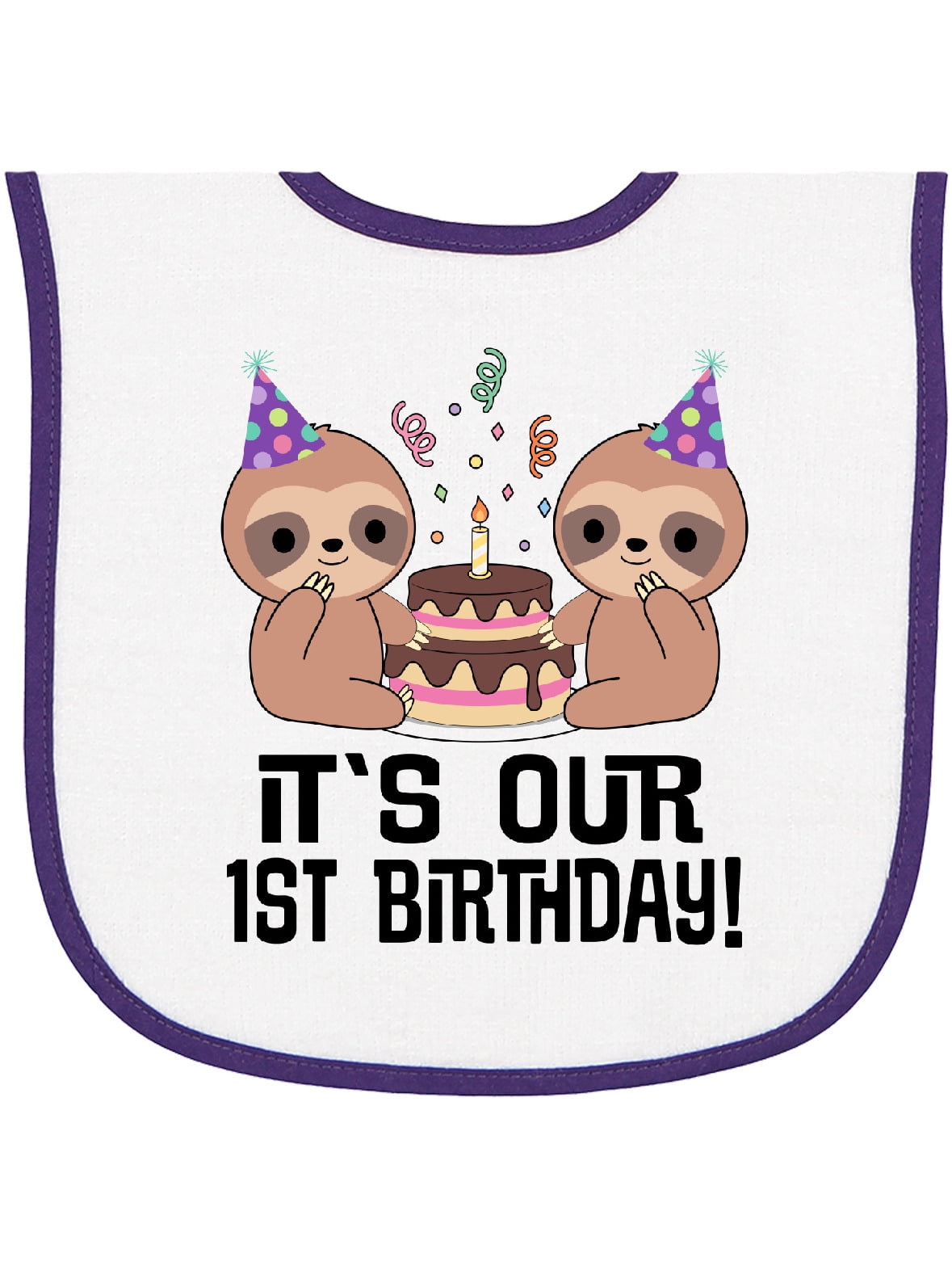 Inktastic Twins 1st Birthday Sloth Boy Girl 1 Year Old Baby Terry Cloth ...