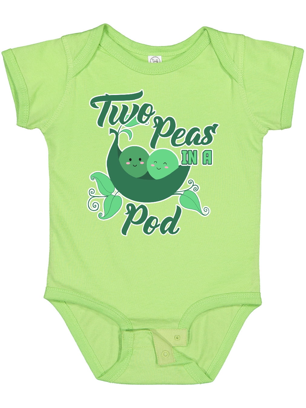 Inktastic Two Peas in a Pod with Faces Boys or Girls Baby Bodysuit ...