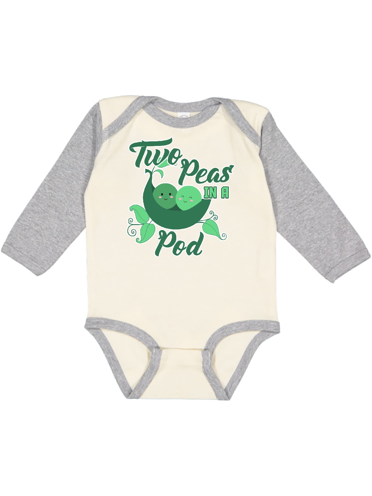 Inktastic Two Peas in a Pod with Faces Boys or Girls Long Sleeve Baby ...