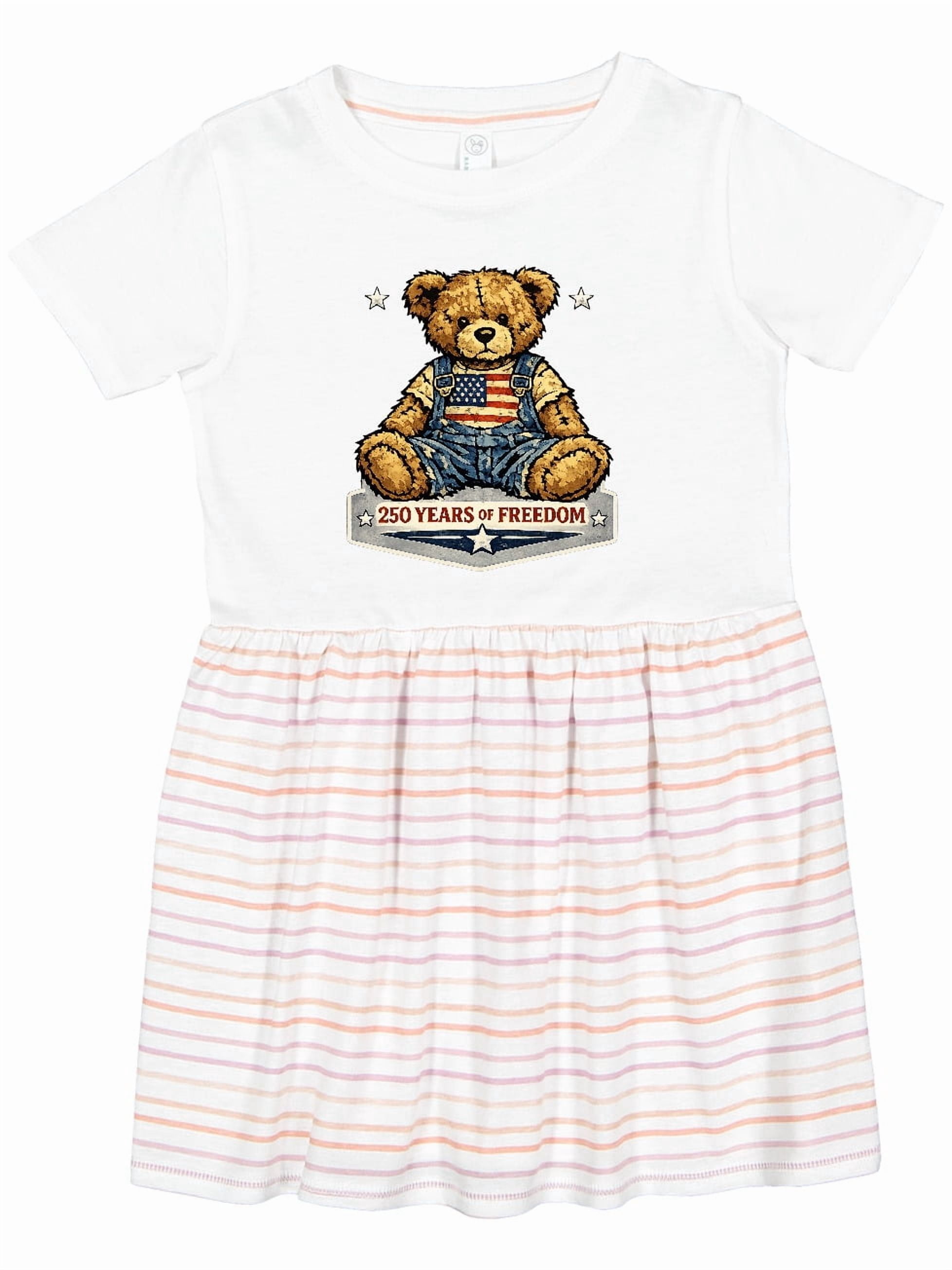Inktastic USA 250 Years Teddy Bear Girls Toddler Dress - Walmart.com