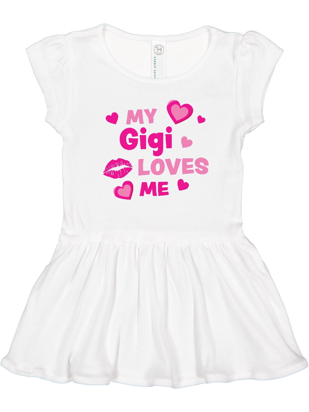 Inktastic Valentine's Day My Gigi Loves Me Hearts and Lips Girls Toddler Dress - Walmart.com