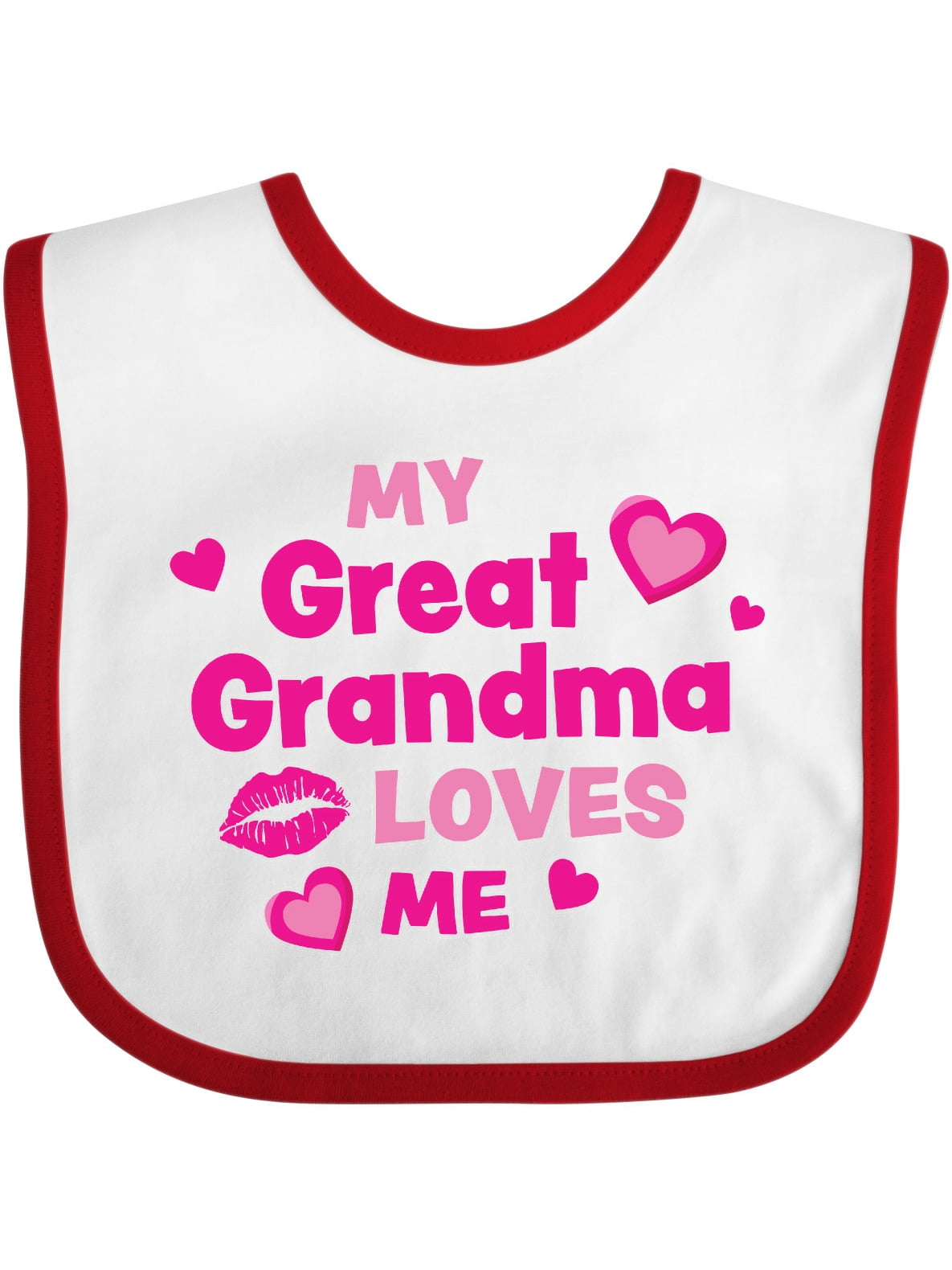 Inktastic Valentine's Day My Great Grandma Loves Me Hearts and Lips Boys or Girls Baby Bib ...