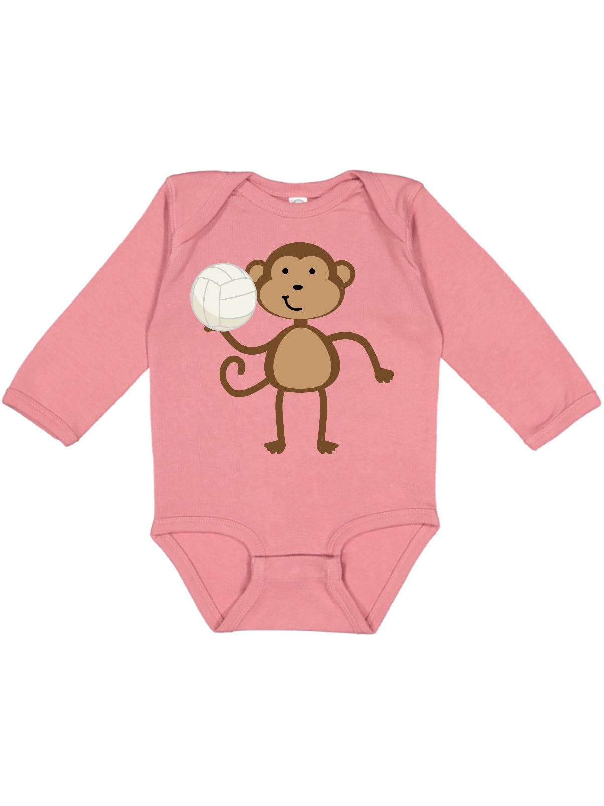 Inktastic Volleyball Monkey Boy Boys Long Sleeve Baby Bodysuit ...