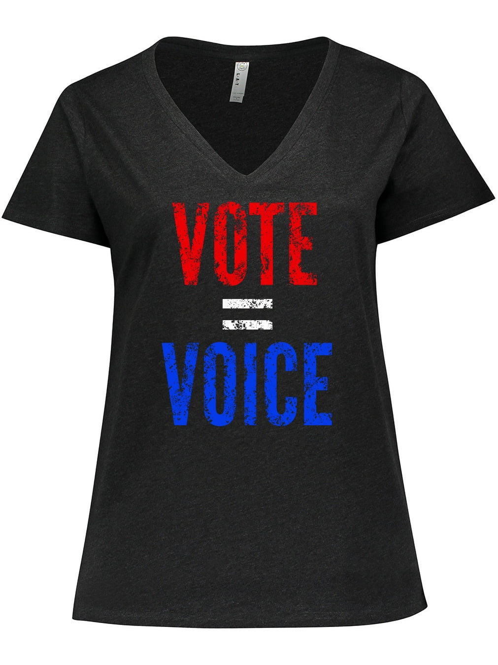 Inktastic Vote Equals Voice Distressed Red and Blue Text Women's Plus ...