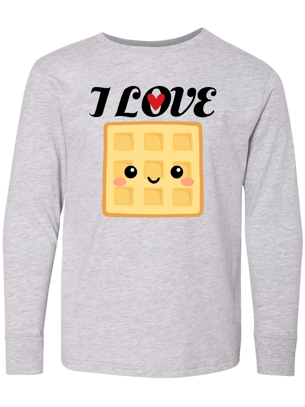 Inktastic Waffle Lover I Love Waffles Long Sleeve Youth T-Shirt ...