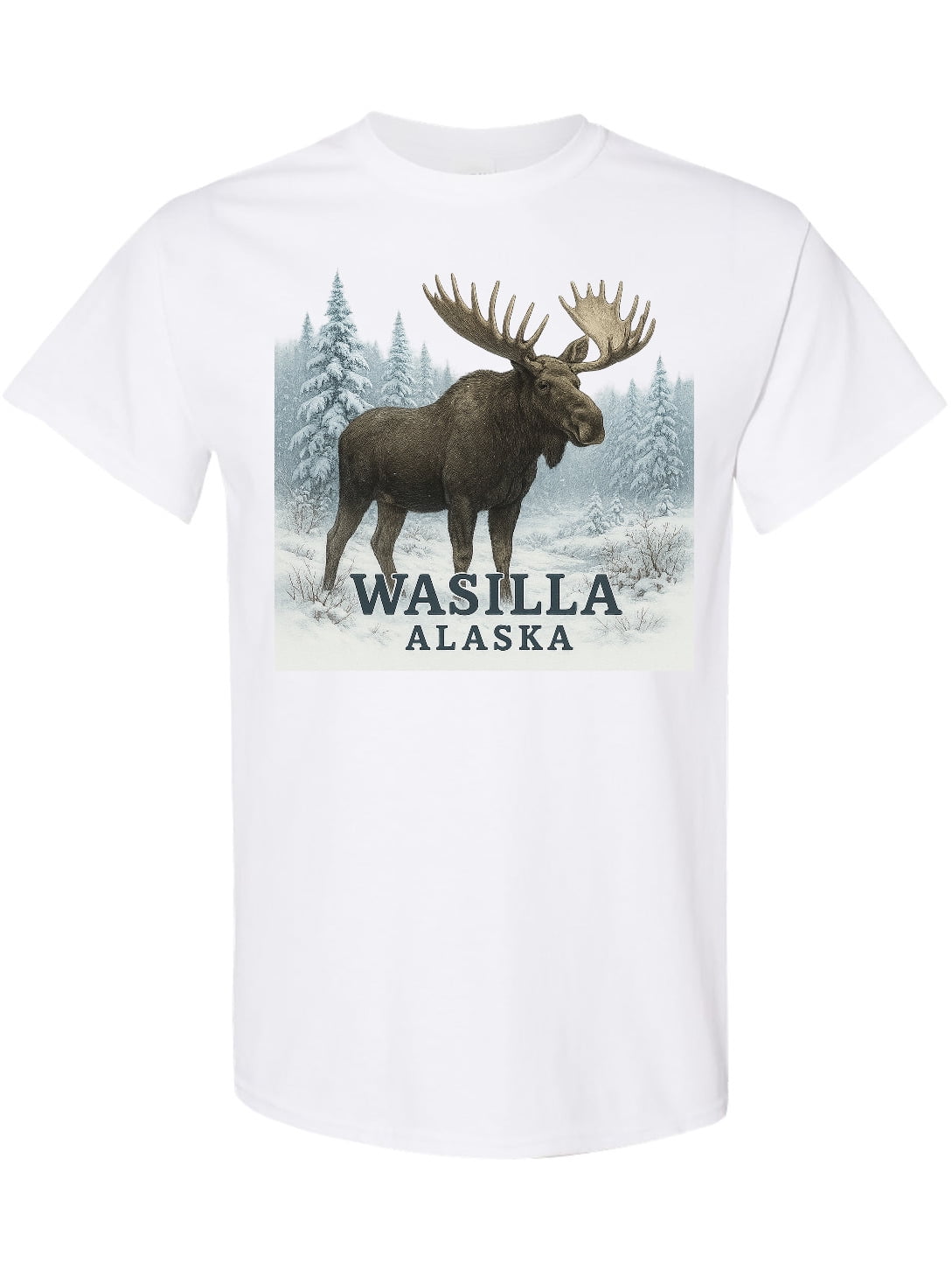 Inktastic Wasilla Alaska Moose Winter Scene T-Shirt - Walmart.com