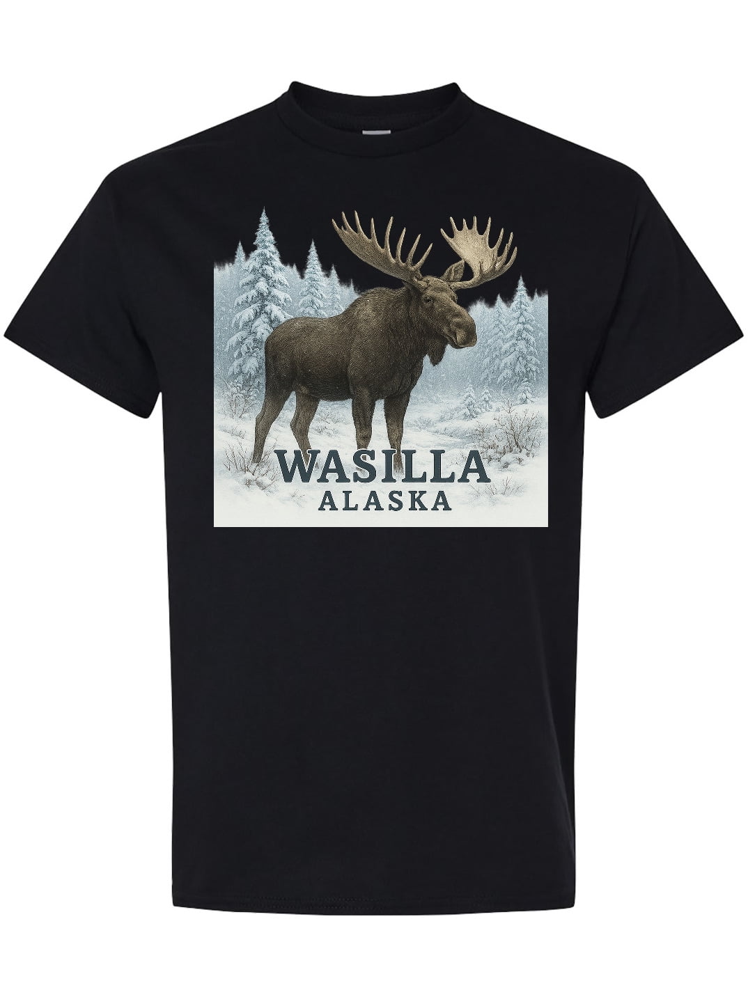 Inktastic Wasilla Alaska Moose Winter Scene T-Shirt - Walmart.com